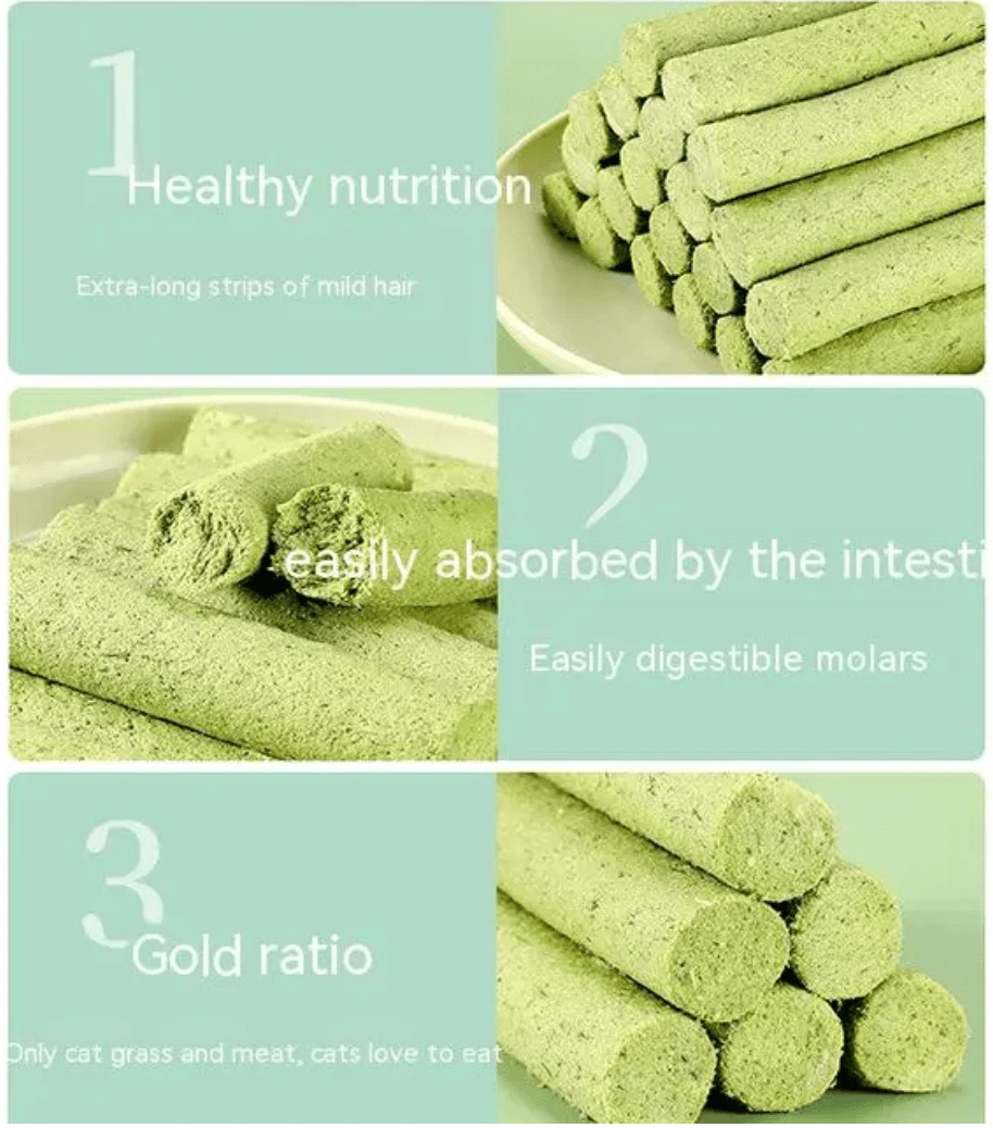 Cat Grass Teething Sticks (5 Pack) - Hairball & Digestion Relief ...