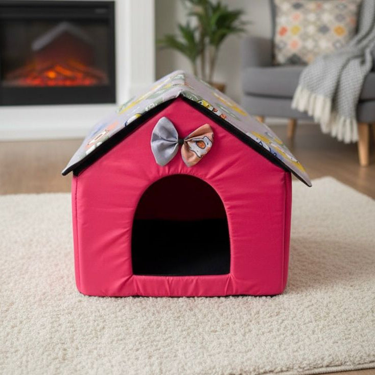 Cozy Cat Bow House | Soft & Comfortable Cat Bed – PetsPark.pk