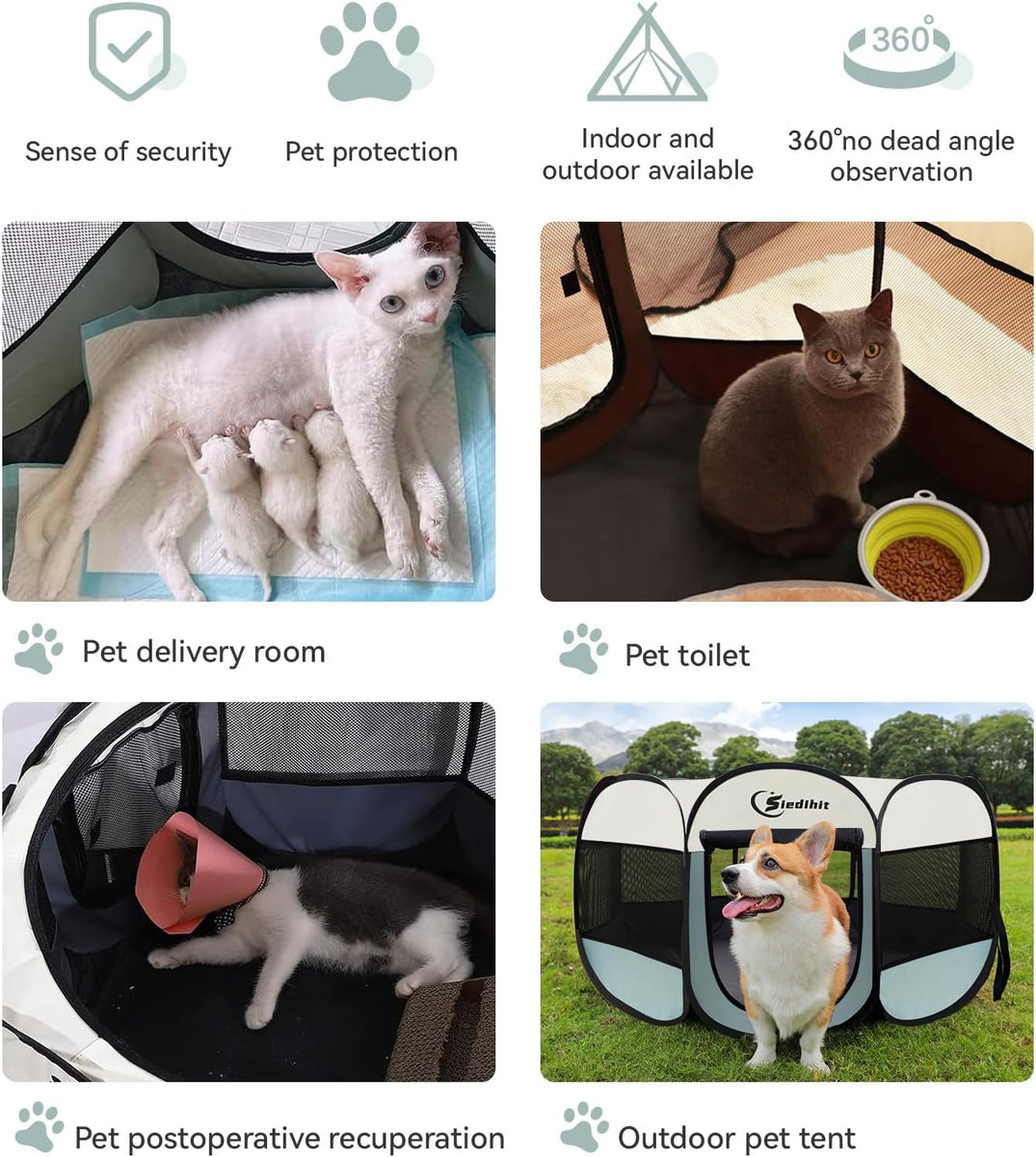 Large Foldable Pet Playpen for Kittens, Cats & Puppies - Portable ...