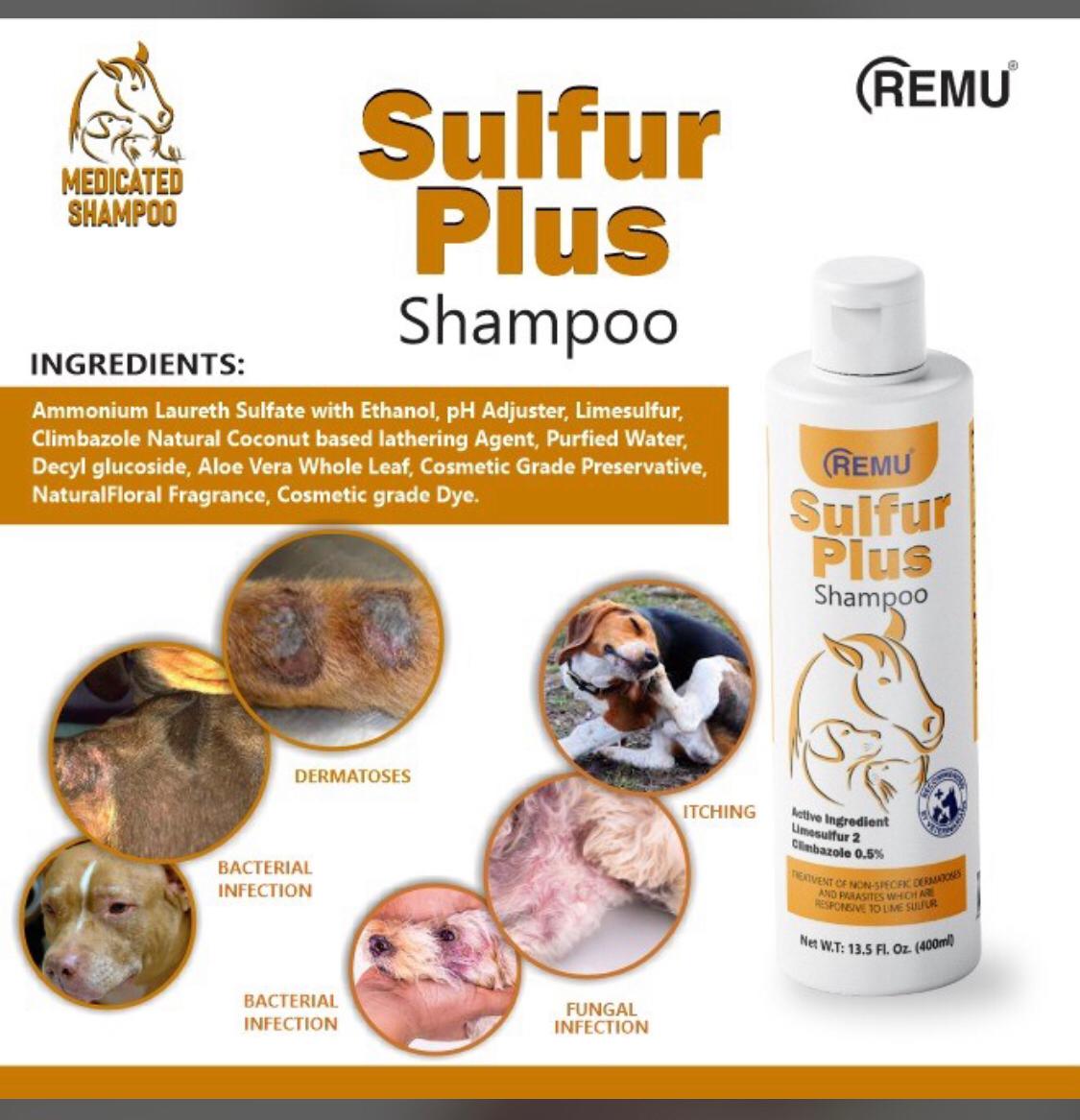 Remu Sulphur Anti-Fungal Shampoo - Medicated Relief for Pet Skin ...